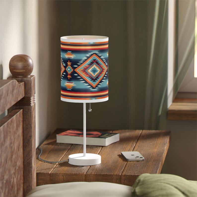 Aztec Mexican Design Lamp - Unique Boho Chic Table Lamp, Handcrafted ...