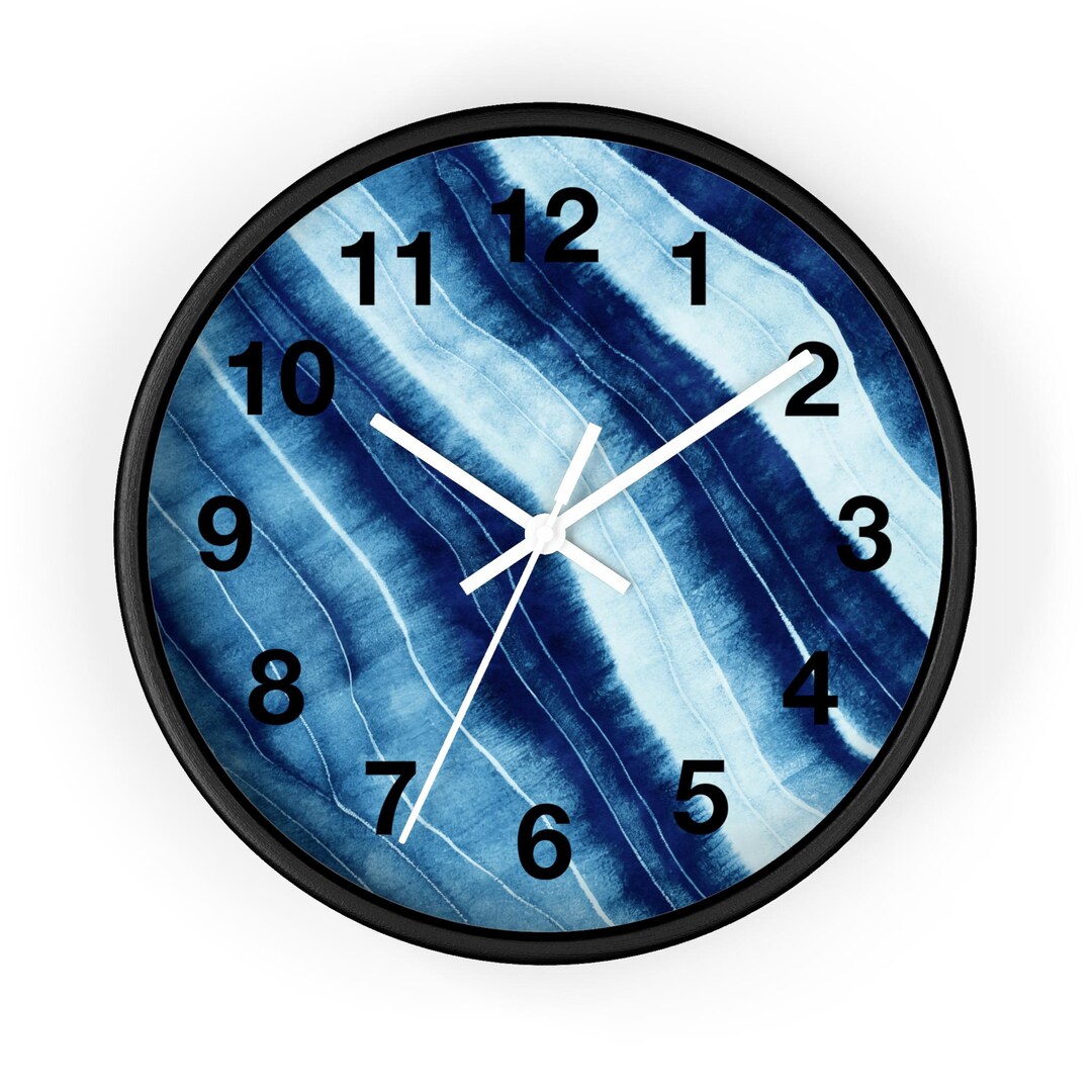 Elegant Blue Abstract Wall Clock | Boho Home Decor & Nautical Wall Art ...
