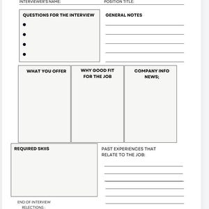 Job Interview Preparation Guide & Application Tracker | Interview Notes ...