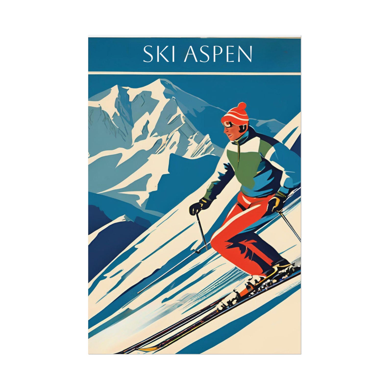 Vintage Alpine Ski Art Prints | Retro Ski Wall Art for Cabin Decor ...