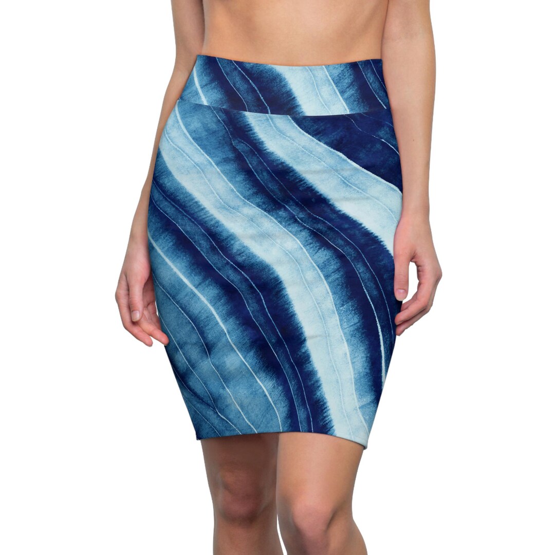 Skirt | Ocean Wave Pattern Midi for Women, Chic Office Wear & Summer ...