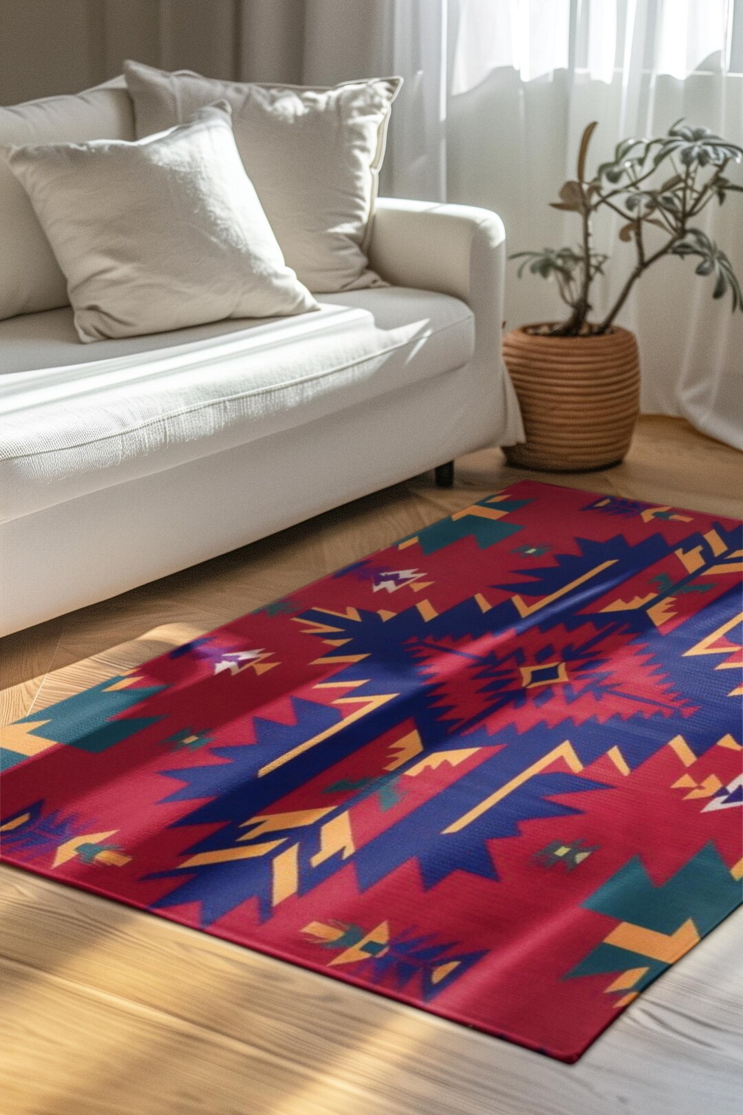 Aztec Tribal Area Rug - Boho Home Decor, Southwestern Accent Floor Mat ...