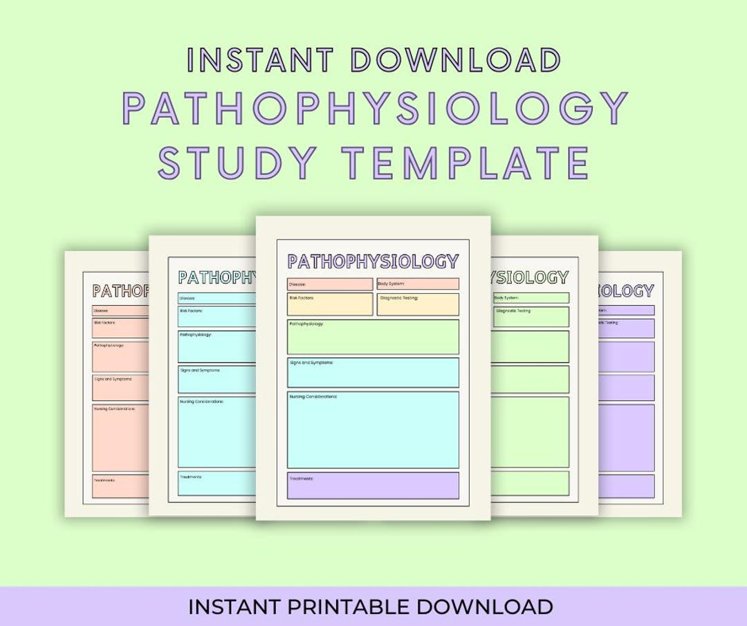 Pathophysiology Study Template for Nursing Students - Etsy
