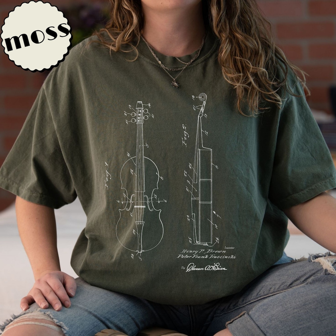 Fiddle Violin Patent Poster Diagram T-shirt Country Music Bluegrass ...