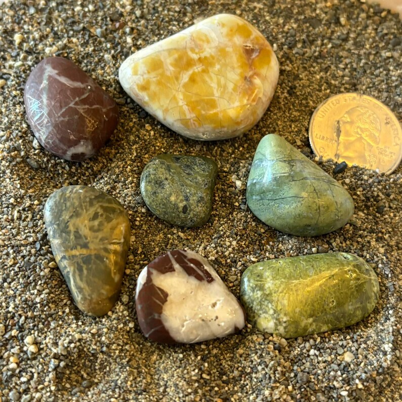 7 Tumbled & Polished Ocean Rocks Beach Stones Pacific Ocean Pocket ...