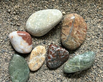 6 Pieces of Tumbled & Polished Ocean Rocks - Beach Stones - Pacific ...