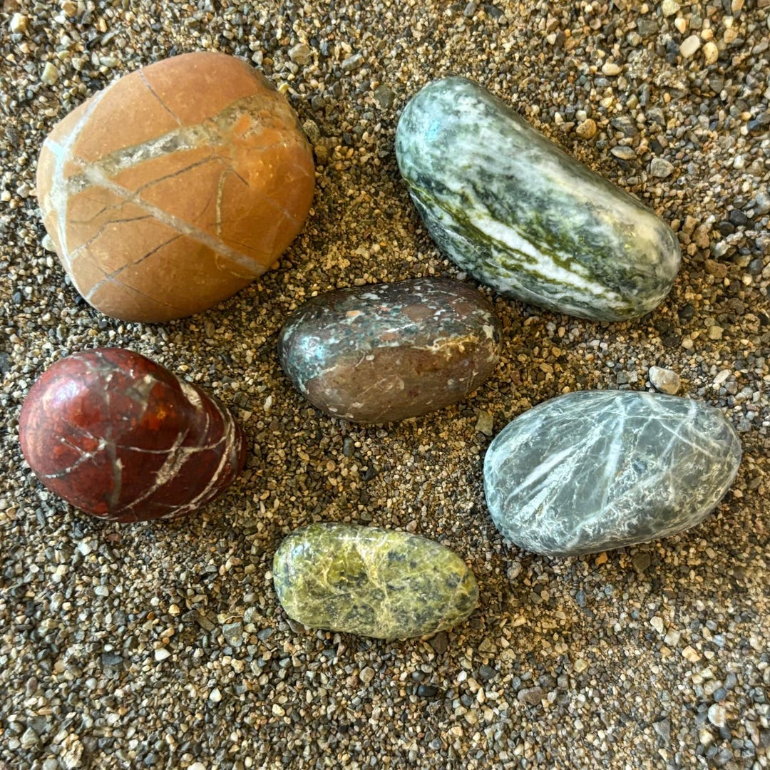 6 Tumbled & Polished Ocean Rocks - Beach Stones - Pacific Ocean ...