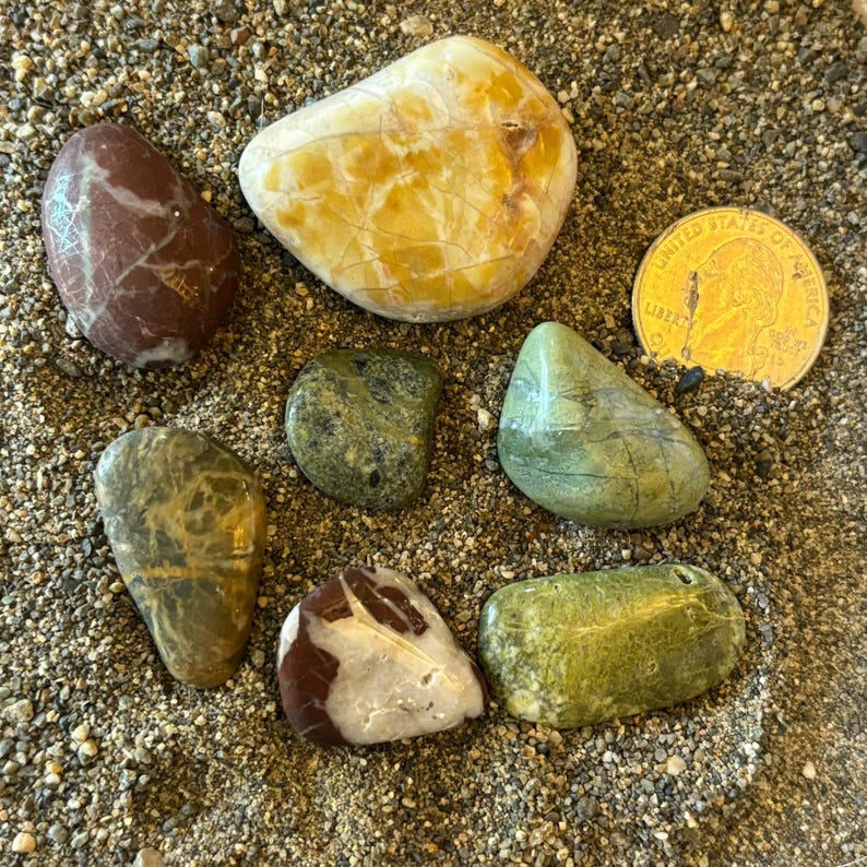 7 Tumbled & Polished Ocean Rocks Beach Stones Pacific Ocean Pocket ...