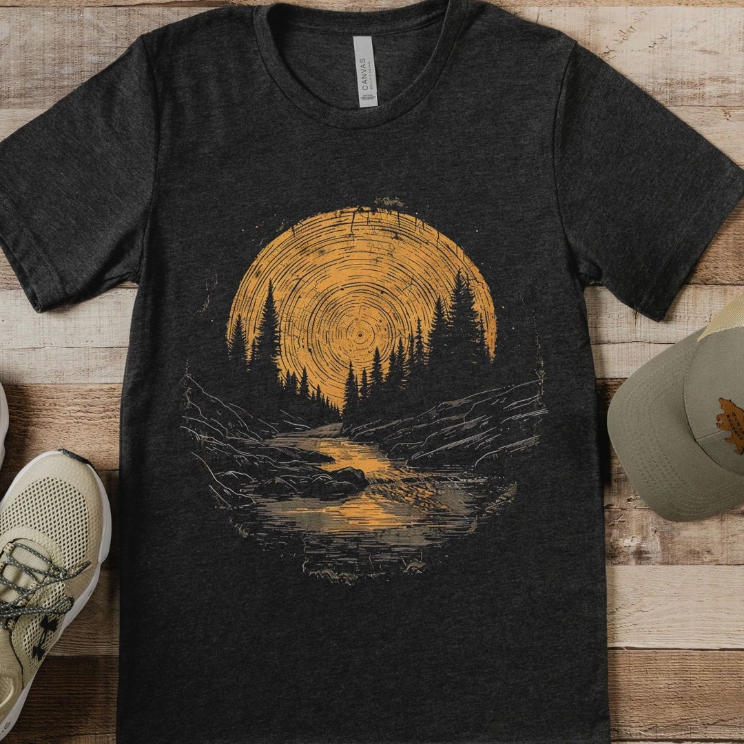 Vintage Tree Ring Forest Shirt, Tree Ring Sunset, Retro Mountains Tee ...