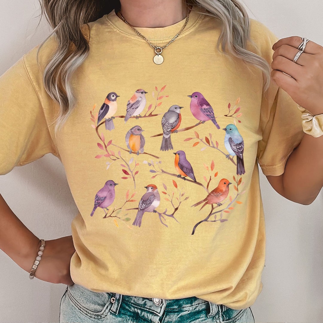 Birds Shirt, Birds, Vintage Bird Shirt, Botanical Tee, Botanical Shirt ...