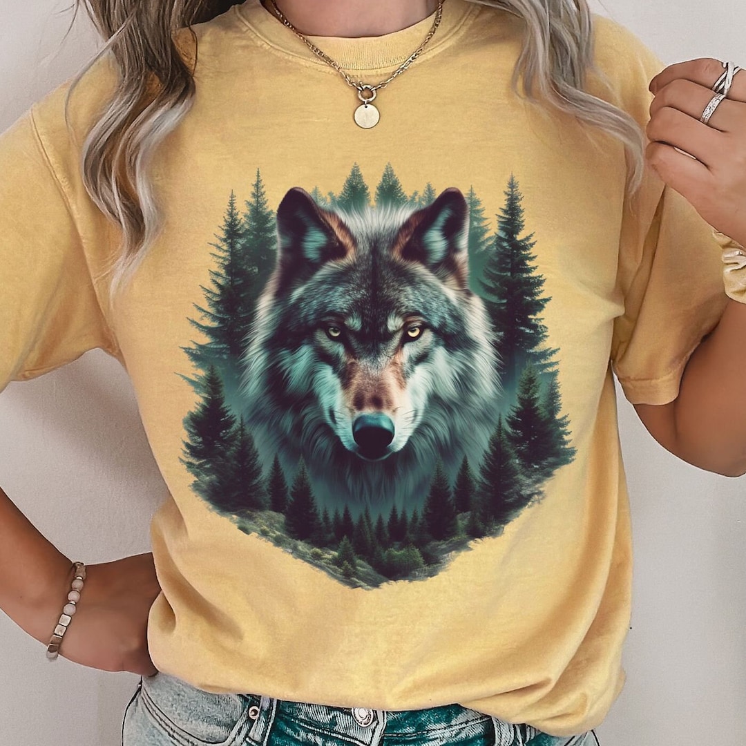 Vintage Wolf Shirt, Retro Wolf Shirt, Comfort Colors, Oversized Tee ...