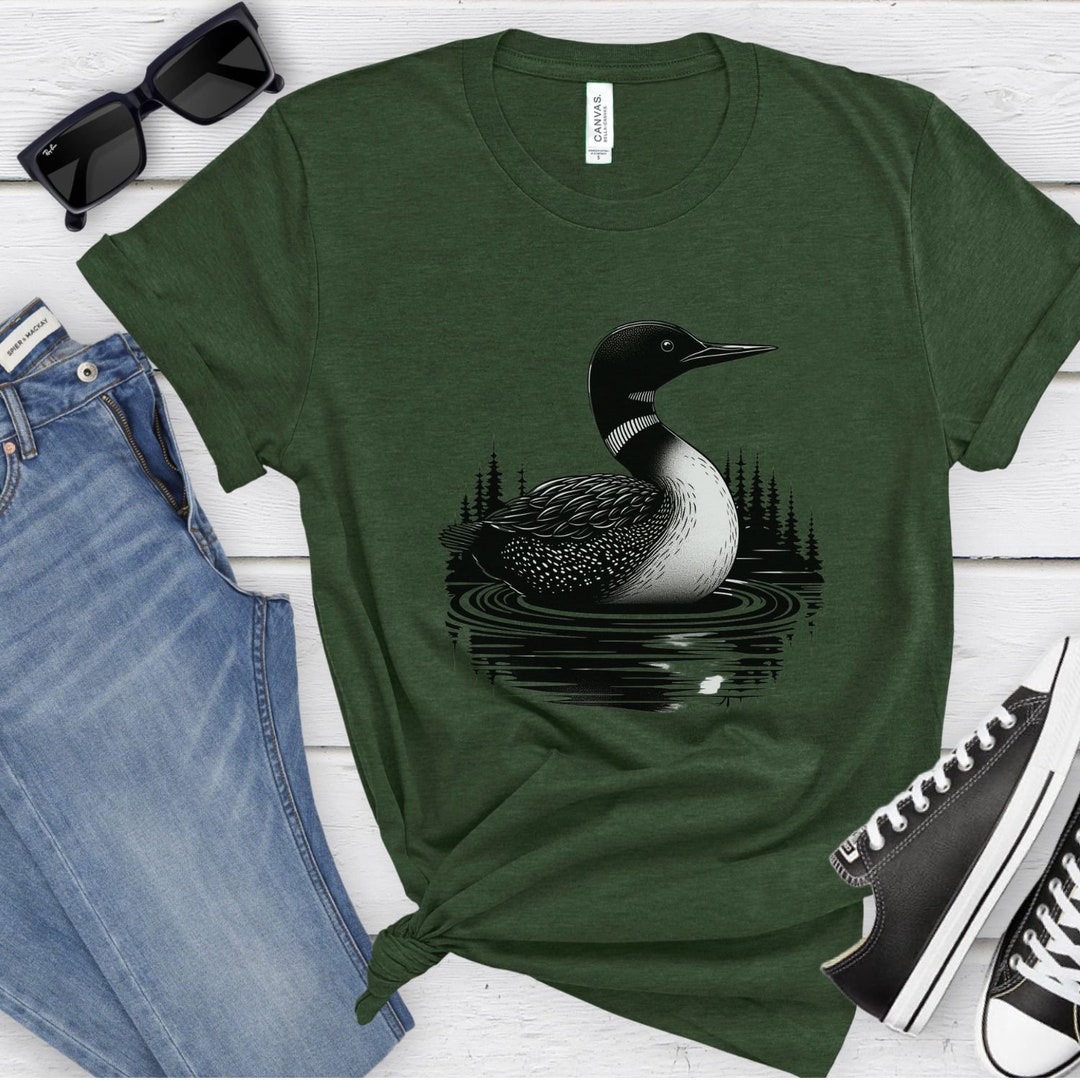 Loon Shirt, Loon on Lake Shirt, Animal Prints, Nature Shirt, Lake Shirt ...