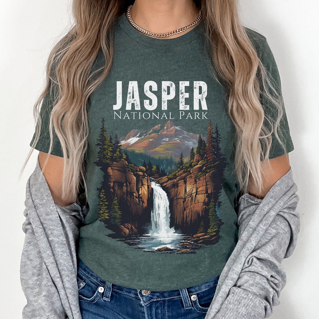 Jasper National Park Waterfall Landscape Tee | Canada Mountain Nature ...