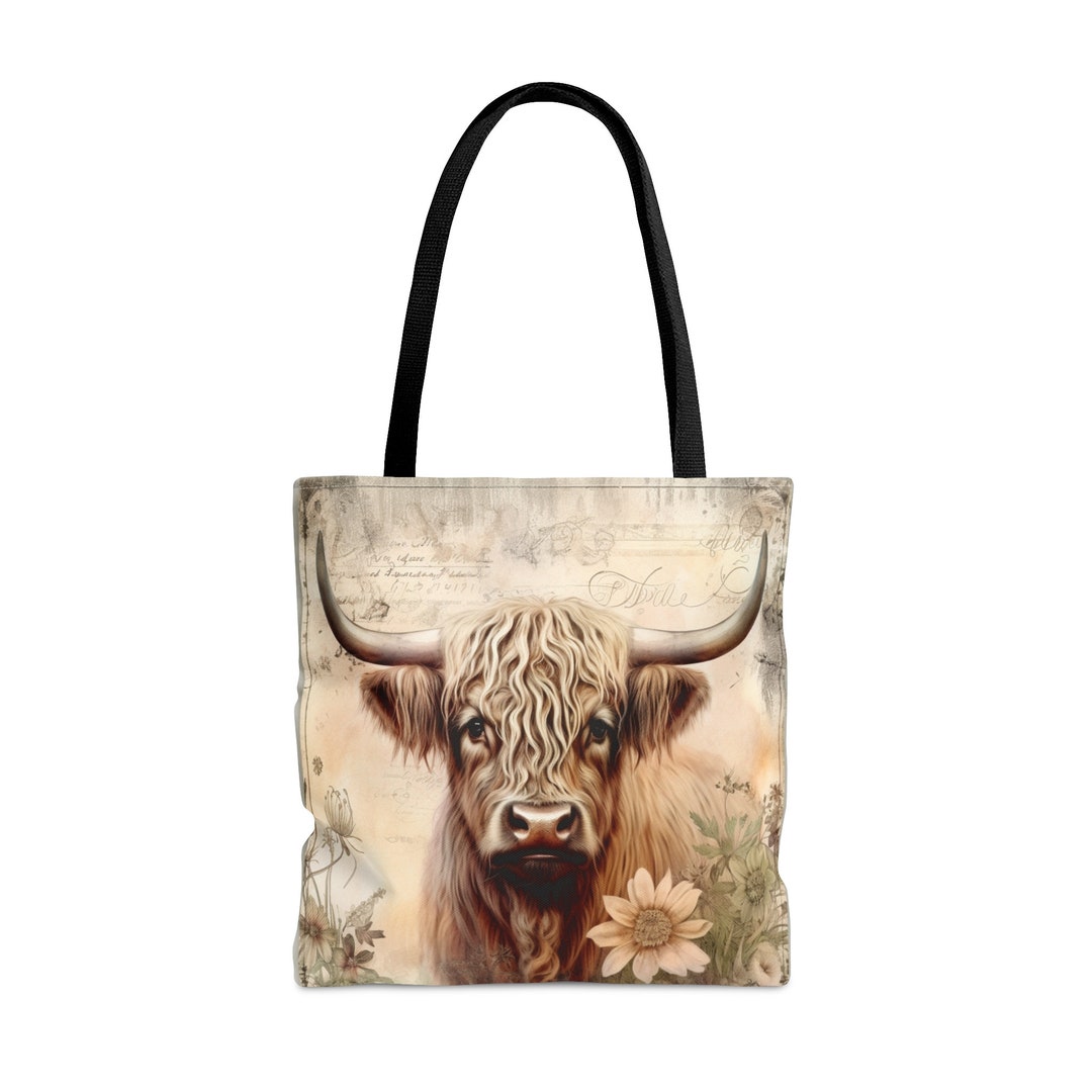 Unique Highland Cow Tote Bag Field Inspired Print for Farmhouse Style ...