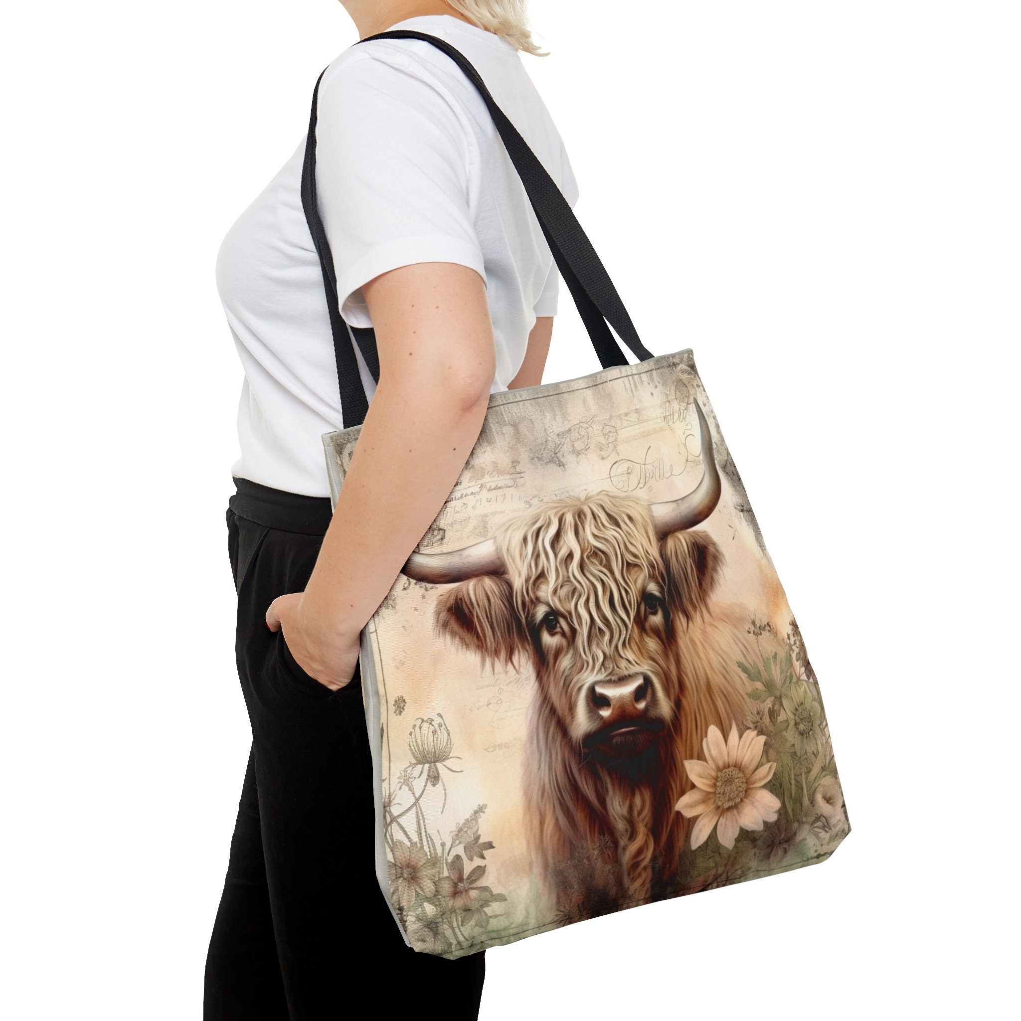Unique Highland Cow Tote Bag Field Inspired Print for Farmhouse Style ...