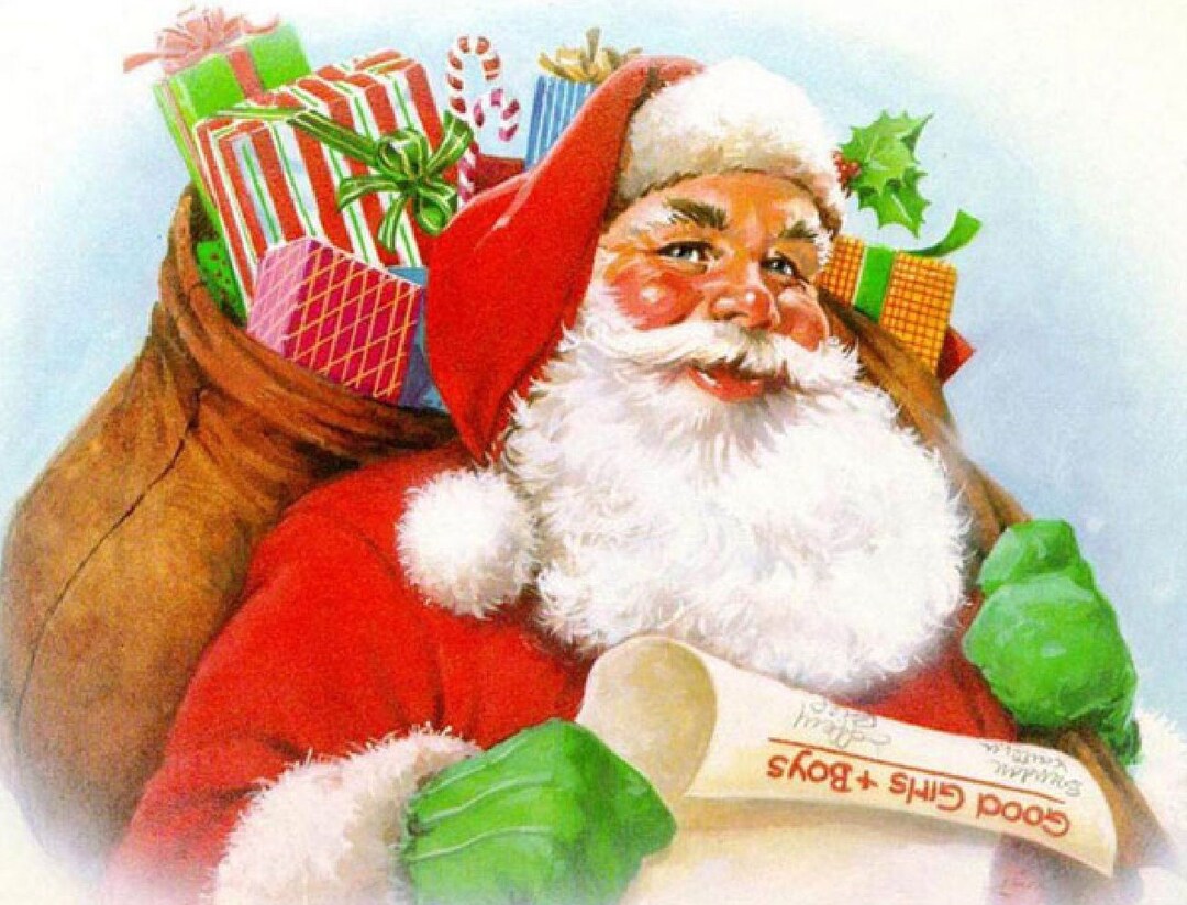 Retro Santa Edible Cake Image Decoration Frosting Sheet Topper ...