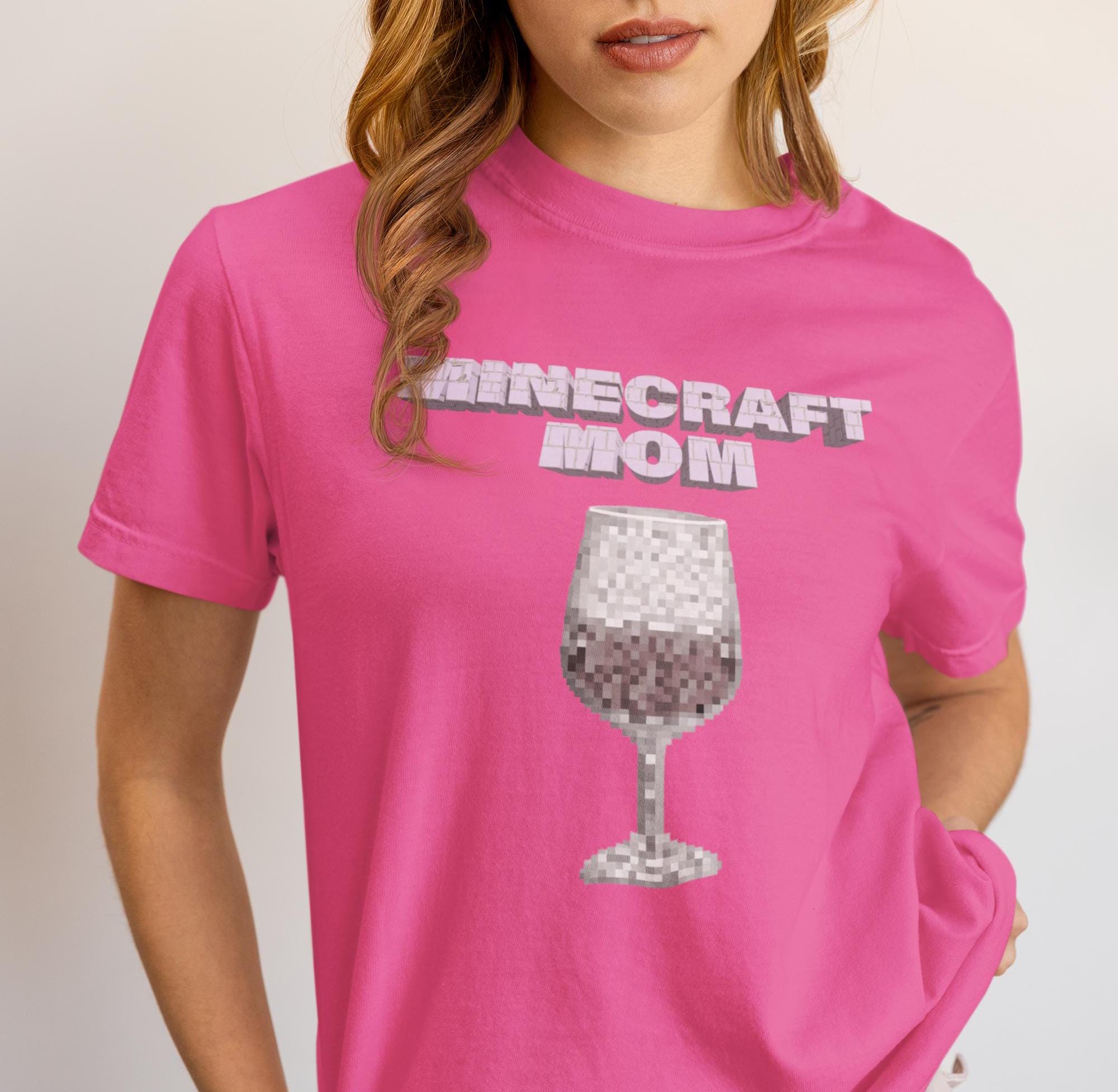 Minecraft T-shirt / Minecraft Mom Graphic Tee Wine Shirt / Funny Wine T ...