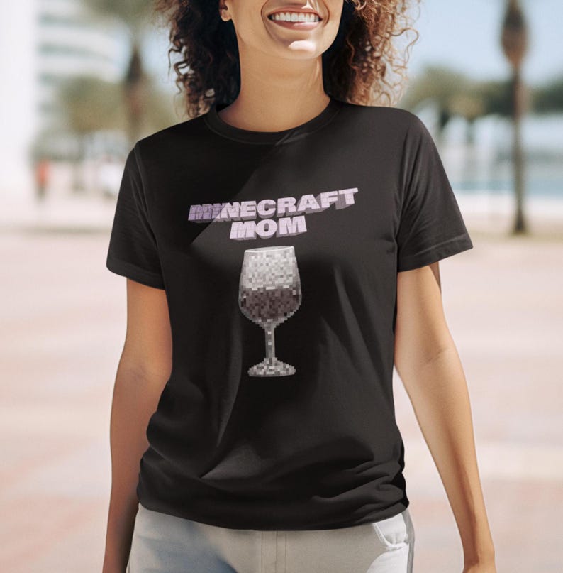 Minecraft T-shirt / Minecraft Mom Graphic Tee Wine Shirt / Funny Wine T ...