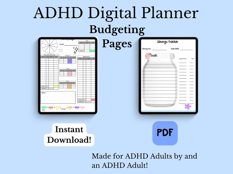 ADHD Planner Printable PDF Instant Download, Budgeting Pages, ADHD ...