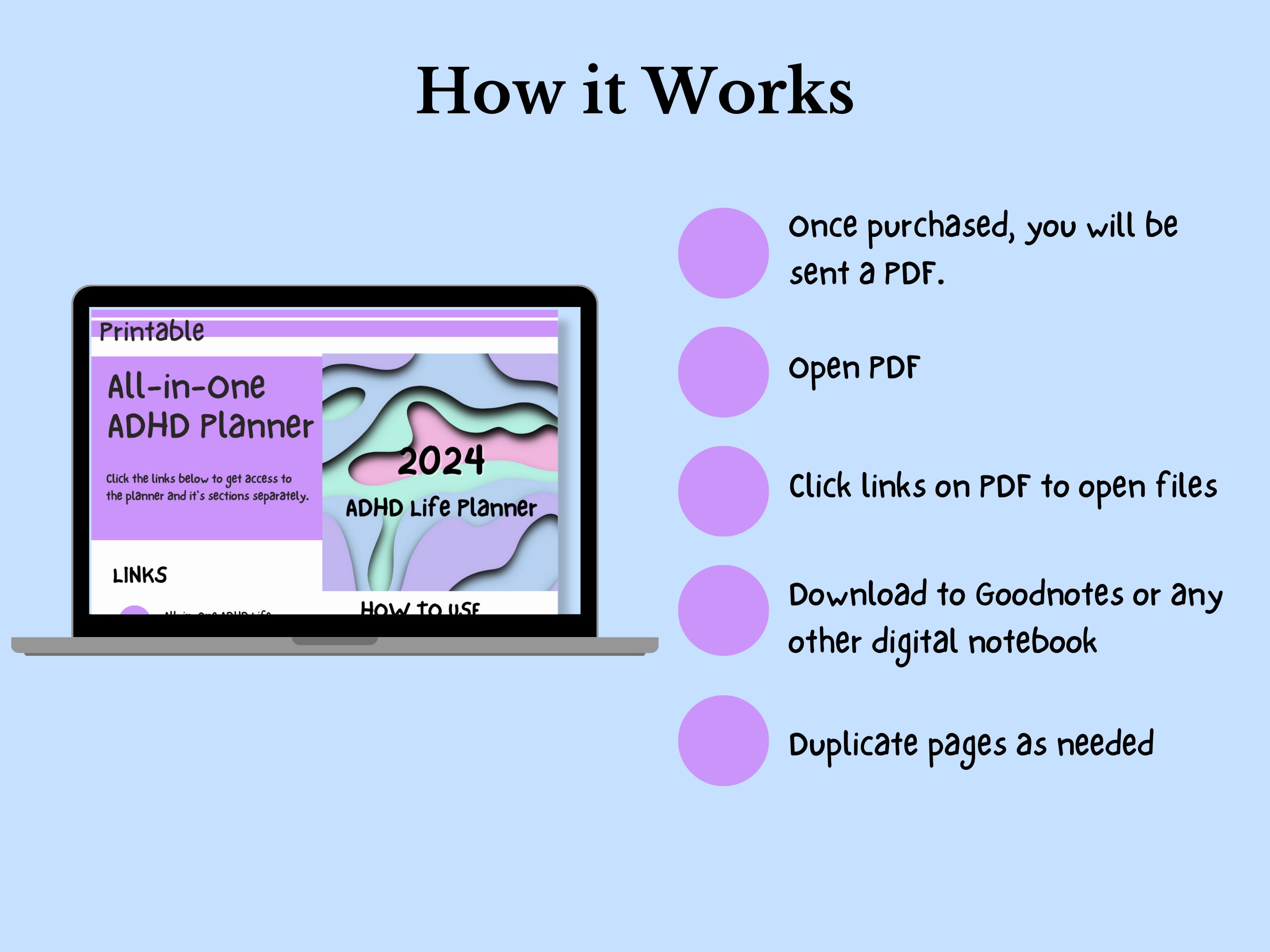 Digital ADHD Planner Printable PDF Instant Download, Life Planner, ADHD ...