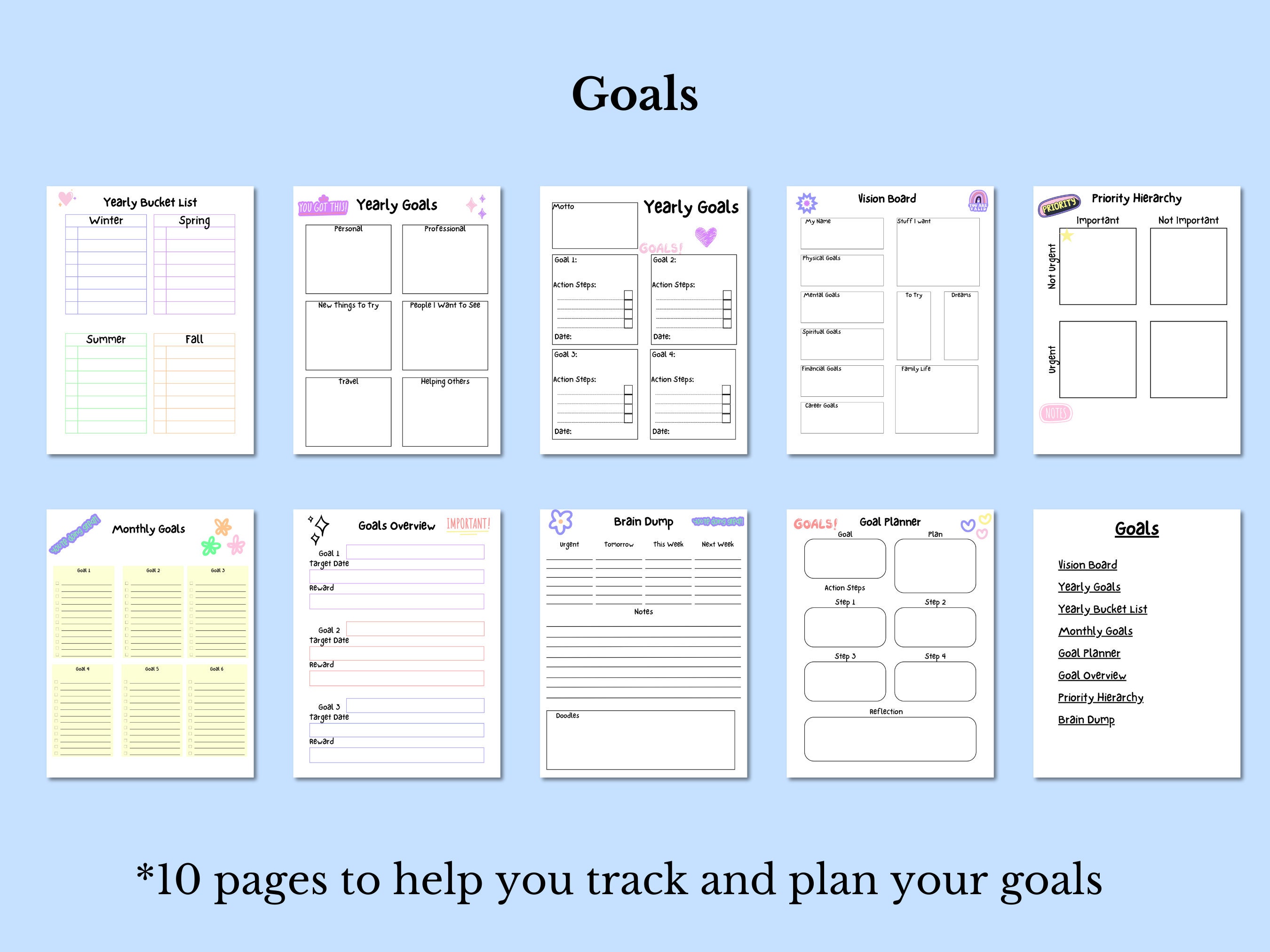 Buy ADHD Planner Printable PDF Instant Download, Goal Setting Pages ...