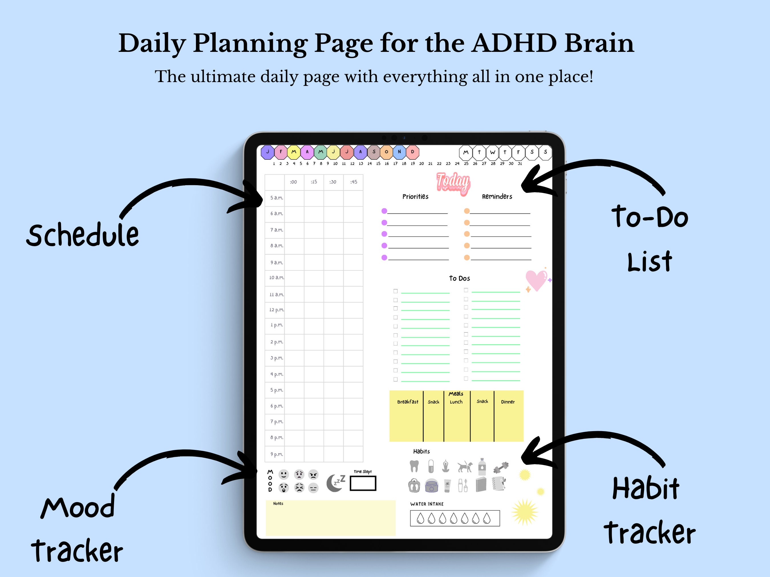 Digital ADHD Planner Printable PDF Instant Download, Life Planner, ADHD ...