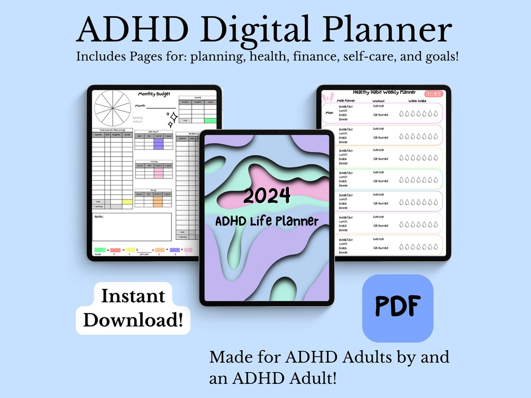 Digital ADHD Planner Printable PDF Instant Download, Life Planner, ADHD ...