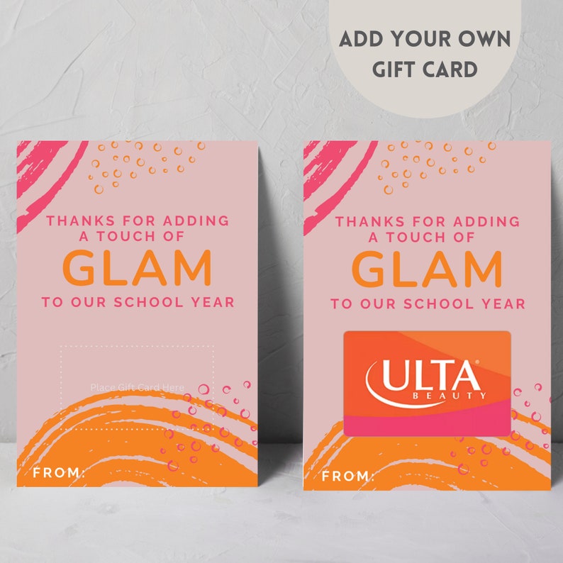 PRINTABLE Touch of Glam | Ulta Gift Card Holder | Teacher Apprecation ...