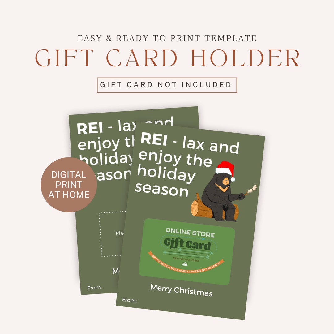 PRINTABLE Rei-lax and Enjoy | REI Holiday Gift Card | Xmas Gift Card ...