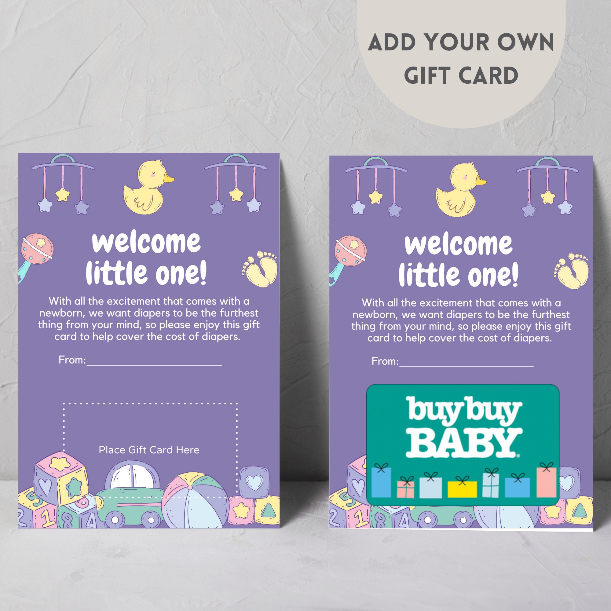 PRINTABLE Welcome Little One Duck Theme New Baby Gift Card Newborn Baby ...