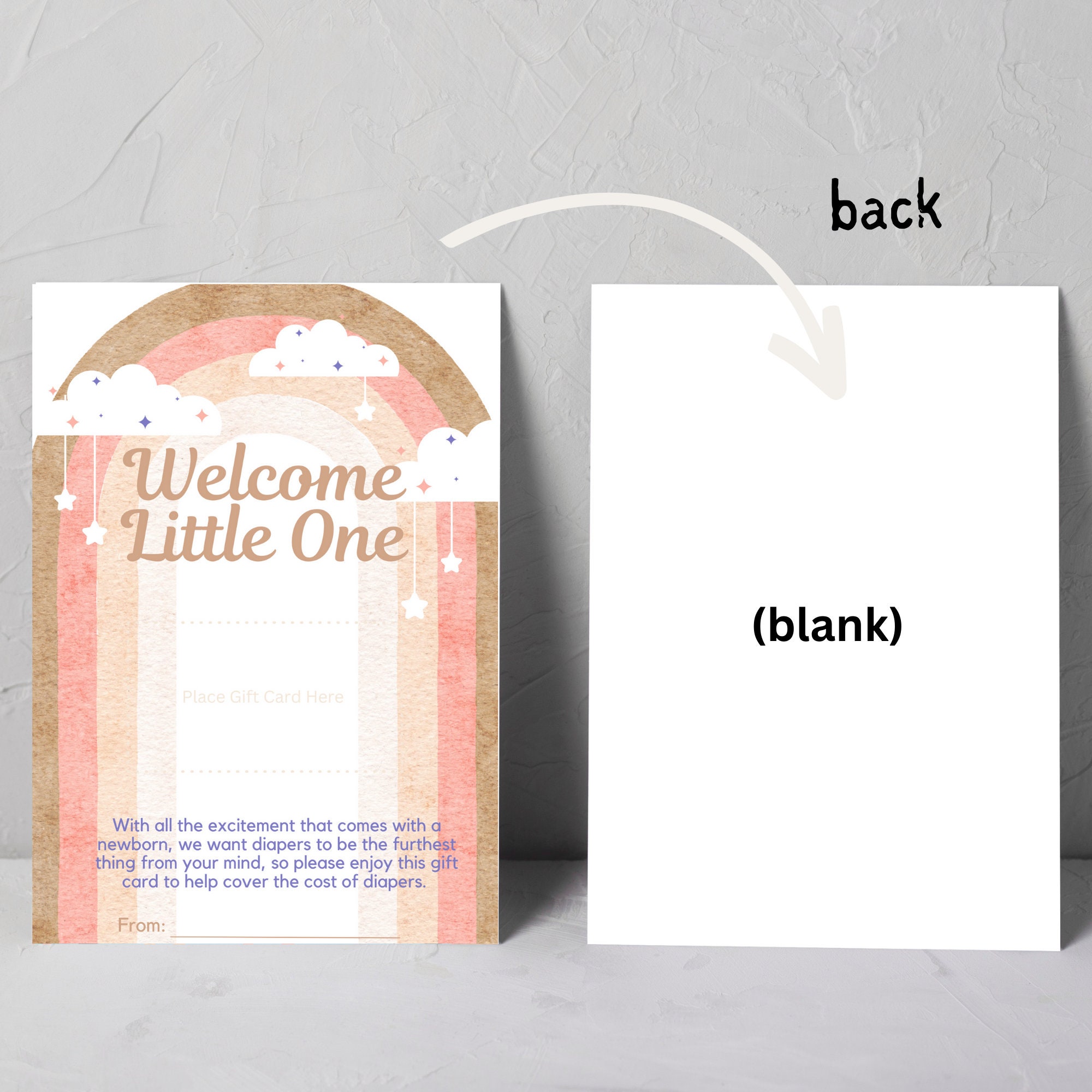 PRINTABLE Welcome Little One Newborn Gift Card New Baby Gift Card ...