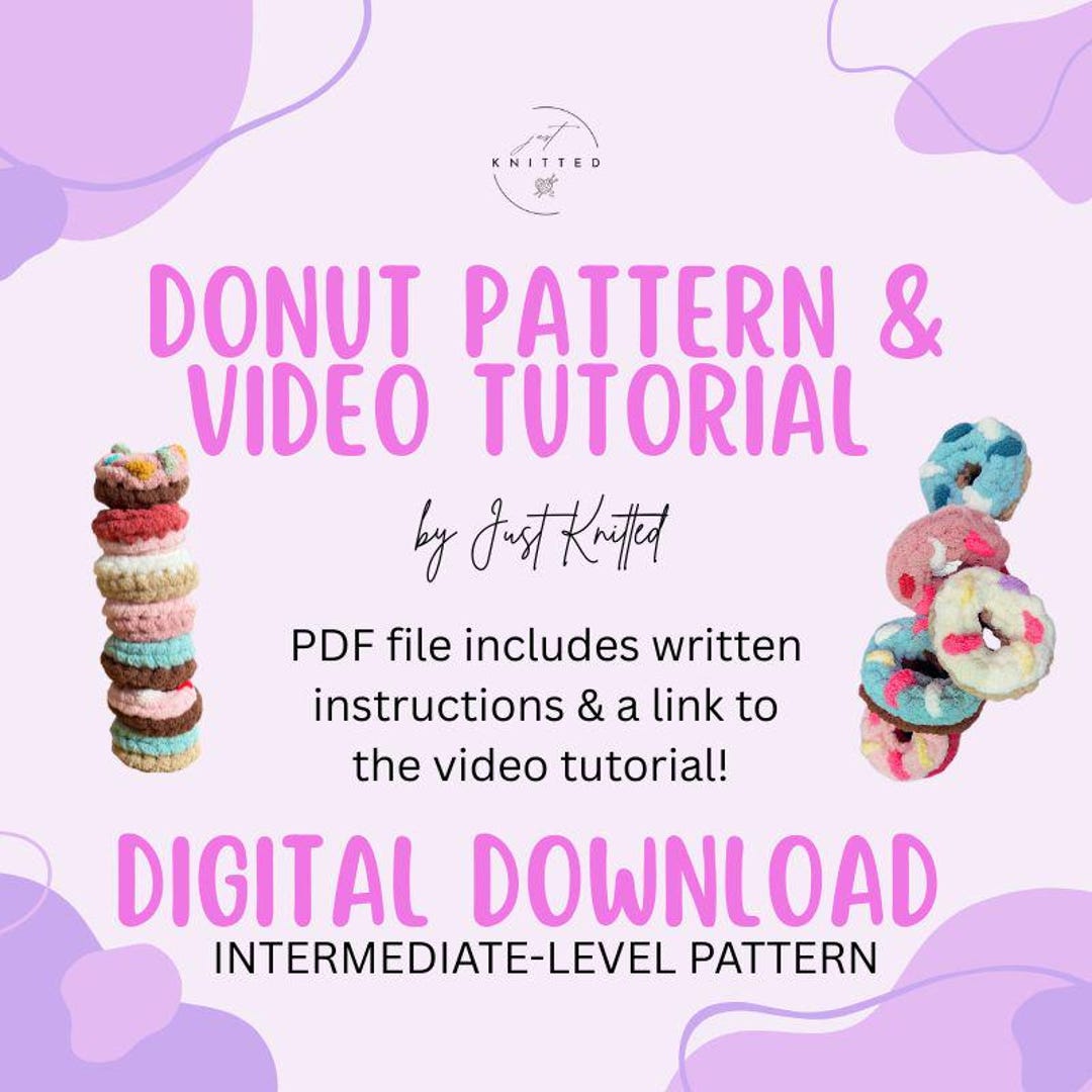 Finger Knit Donut Plushie Pattern: DIY PDF Instructions and Video ...