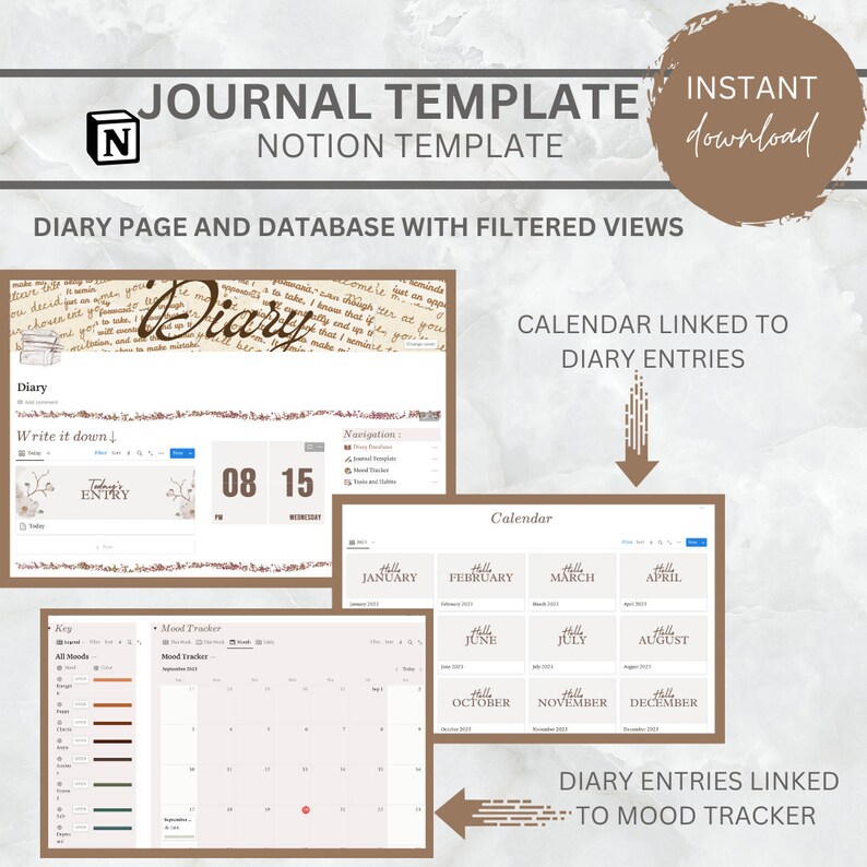 Journal Template- Notion Template - Etsy