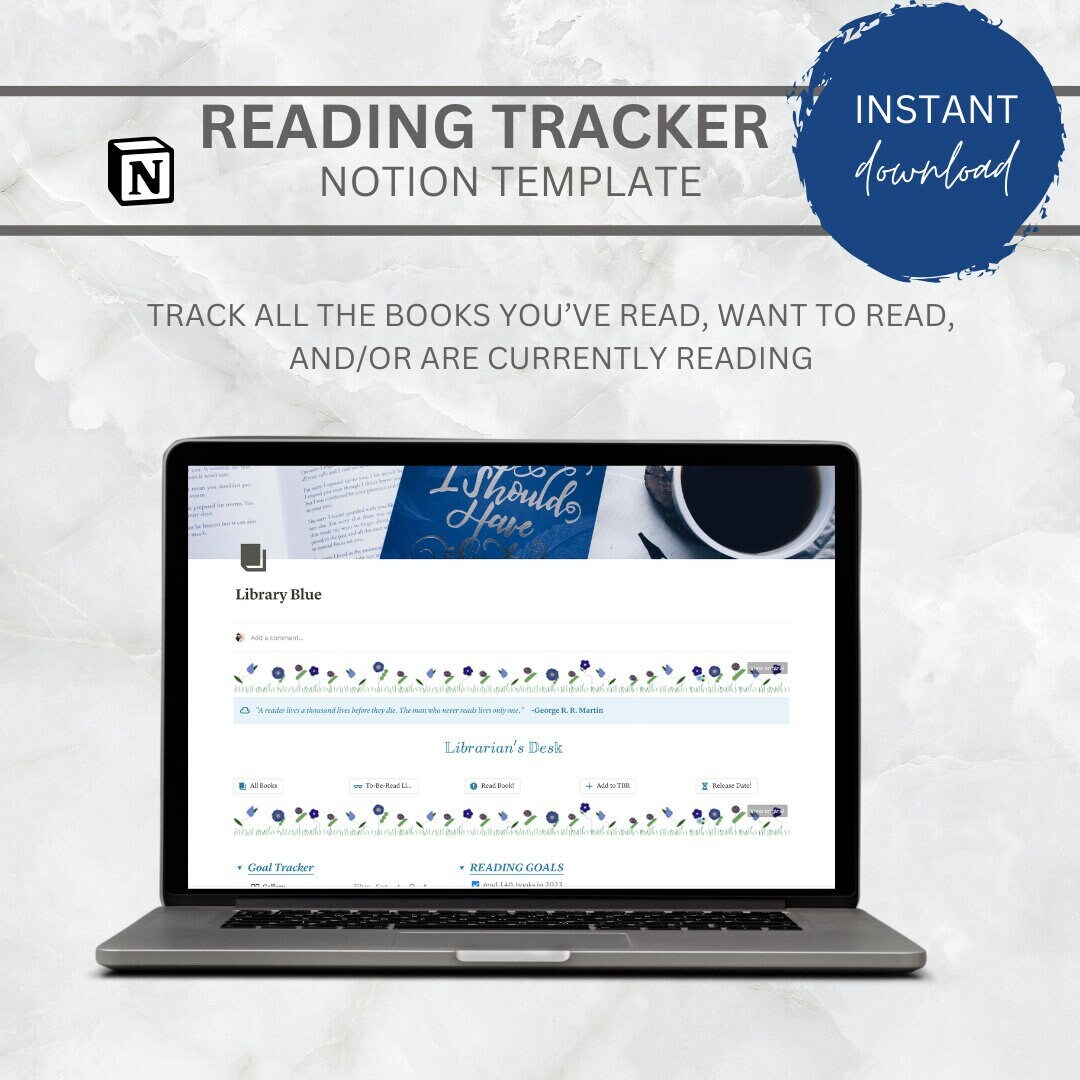 Reading Tracker Notion Template Blue - Etsy