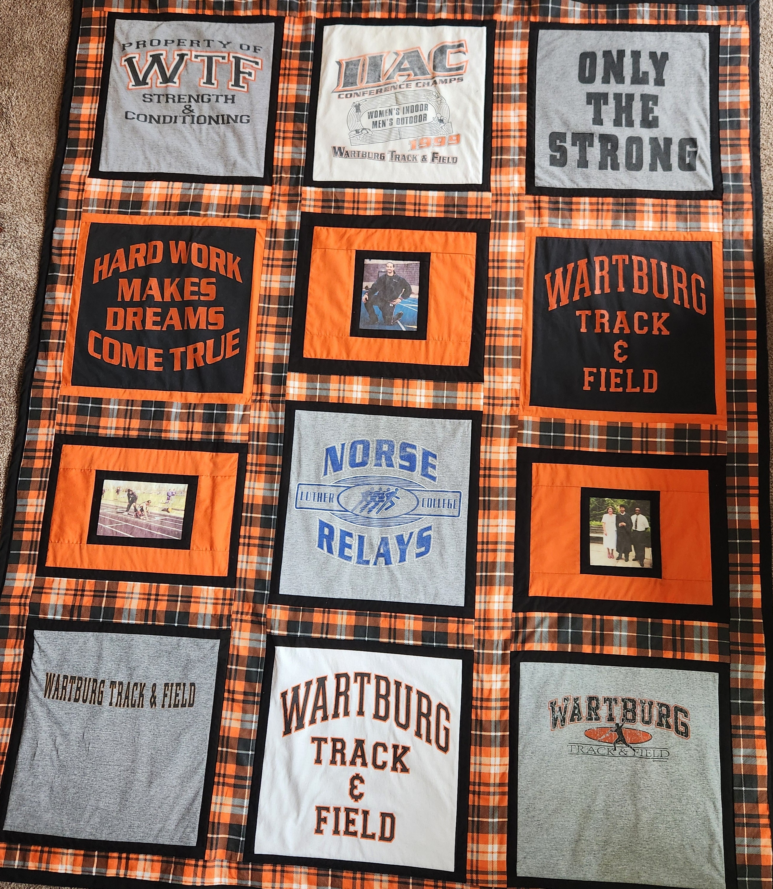 College T-shirt Quilt With School Colors and Fade-resistant Photos for ...