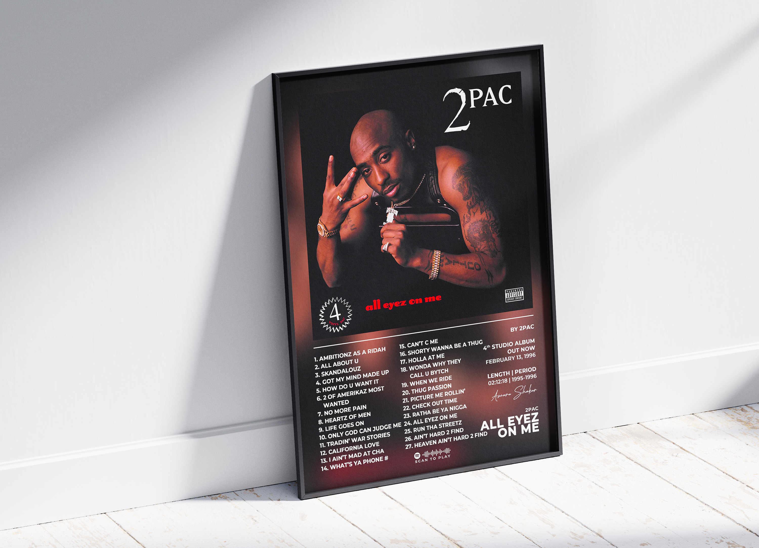 Album Poster All Eyez On Me of 2Pac | 2Pac Poster | Rap Album Poster ...