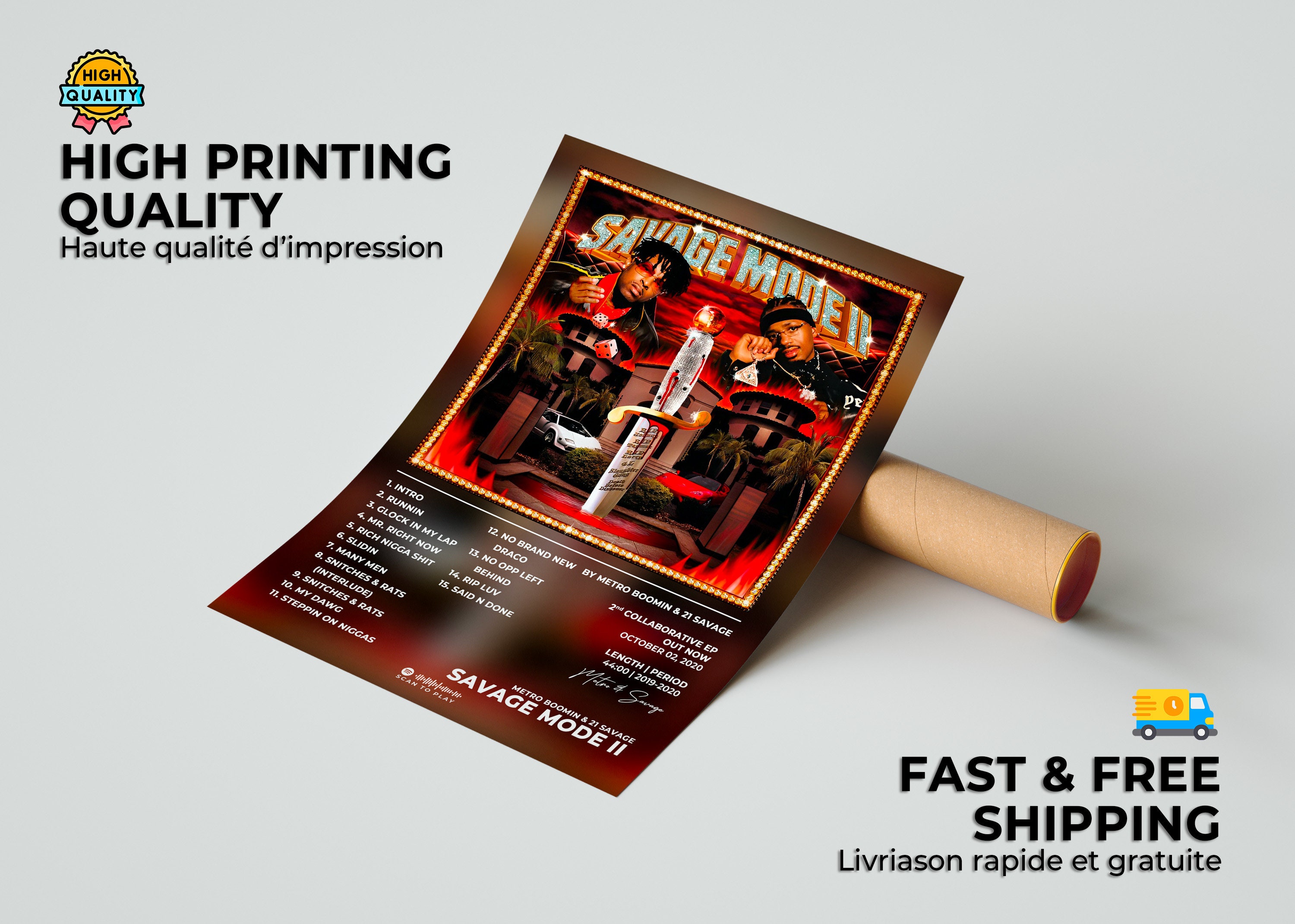 Album Poster Savage Mode 2 Metro Boomin & 21 Savage sold by Korean Trey ...