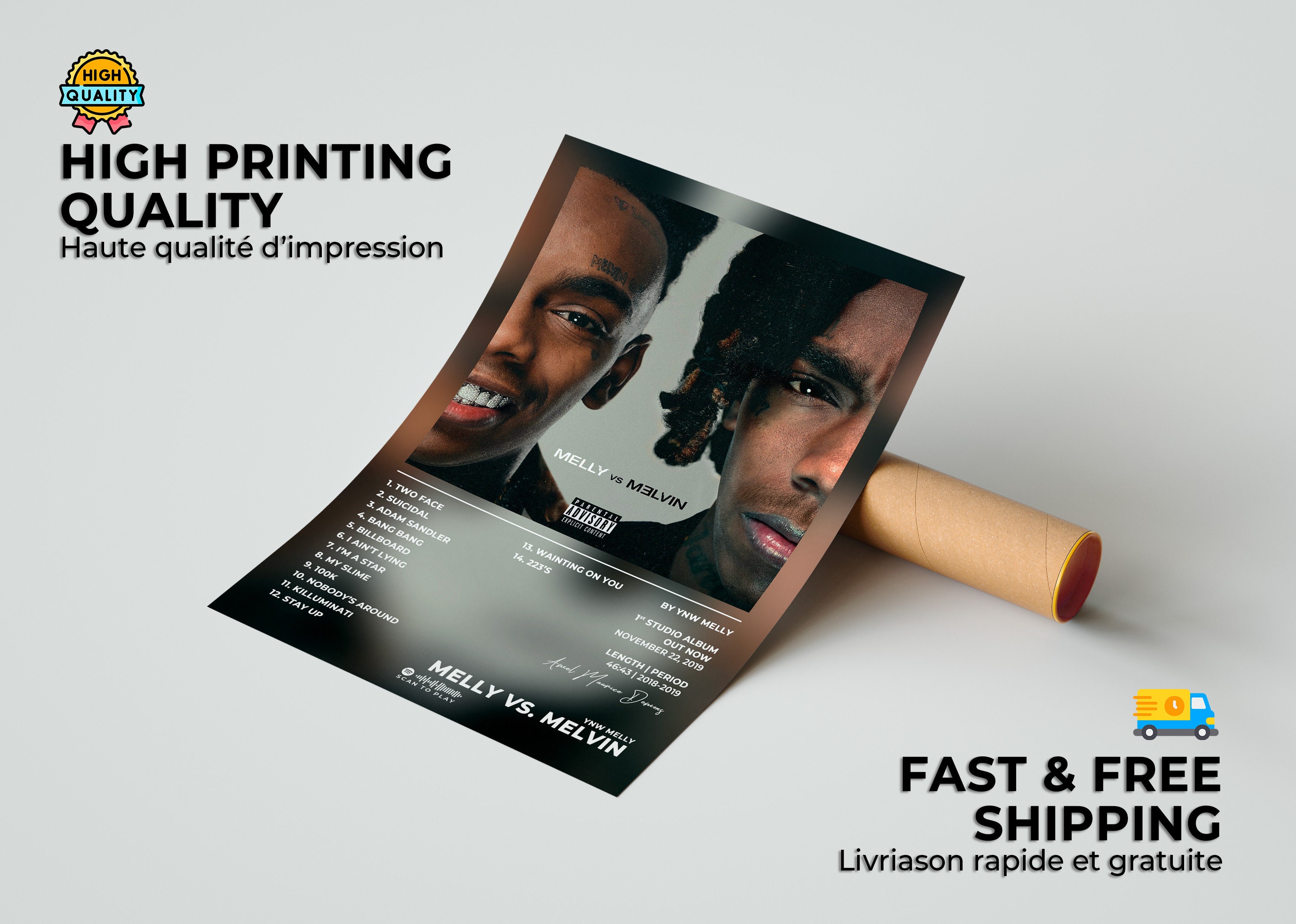 Album Poster Melly vs Melvin YNW Melly Poster | Rap Album Poster sold ...