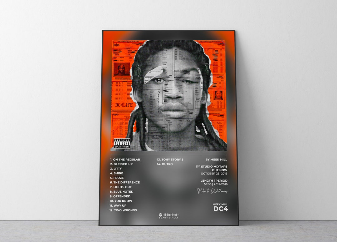 Album Poster DC4 Meek Mill Meek Mill Poster Rapper Poster Prints Art ...