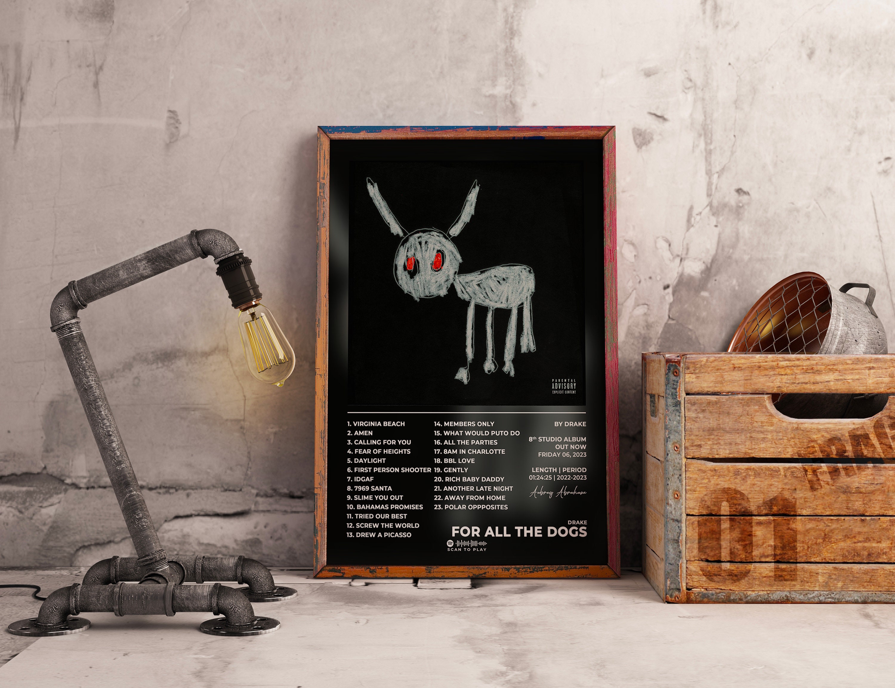 Album Poster For All The Dogs Drake | Drake Poster | Rap Poster | Album ...