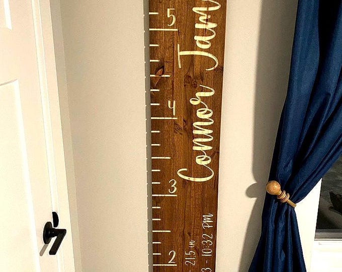 Kids Wooden Growth Chart 5 or 6 Foot Nursery Decor Children's Wall ...
