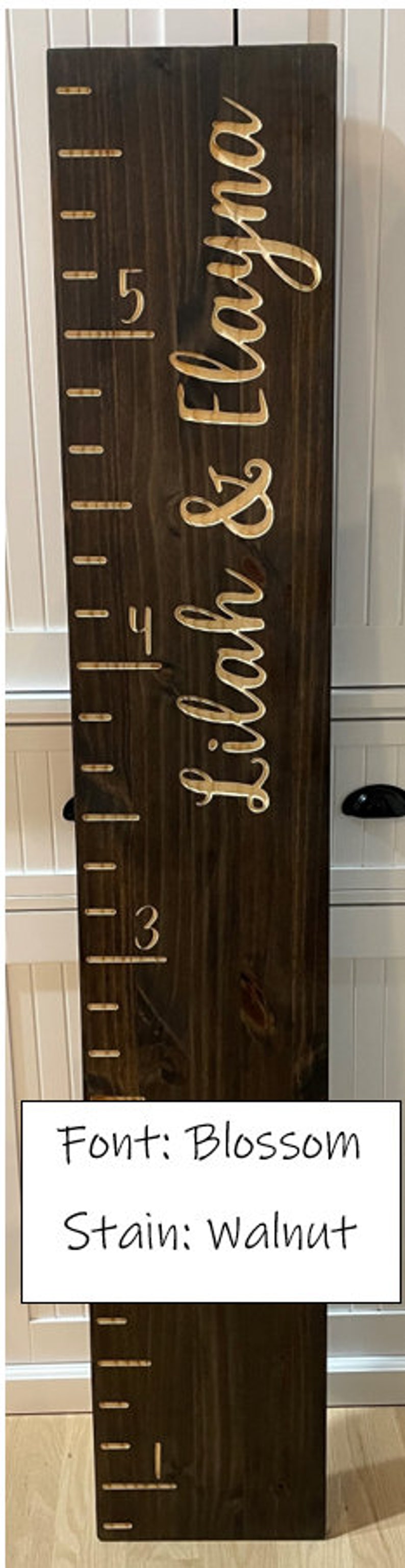 Kids Wooden Growth Chart 5 or 6 Foot Ruler Nursery Decor Children's ...