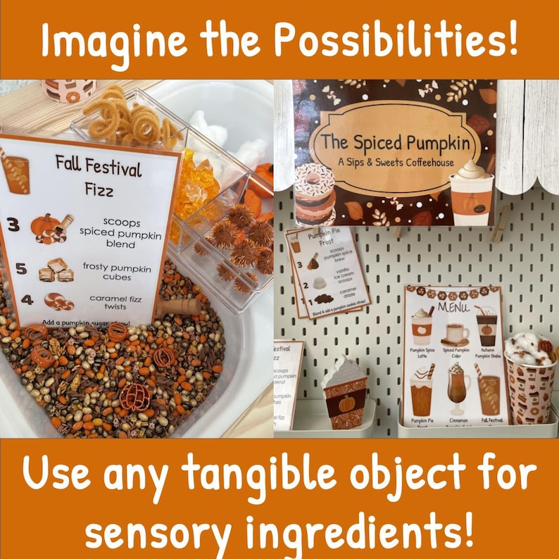 Pumpkin Themed Coffee Shop, Printable Play, Kids Cafe Dramatic Play ...