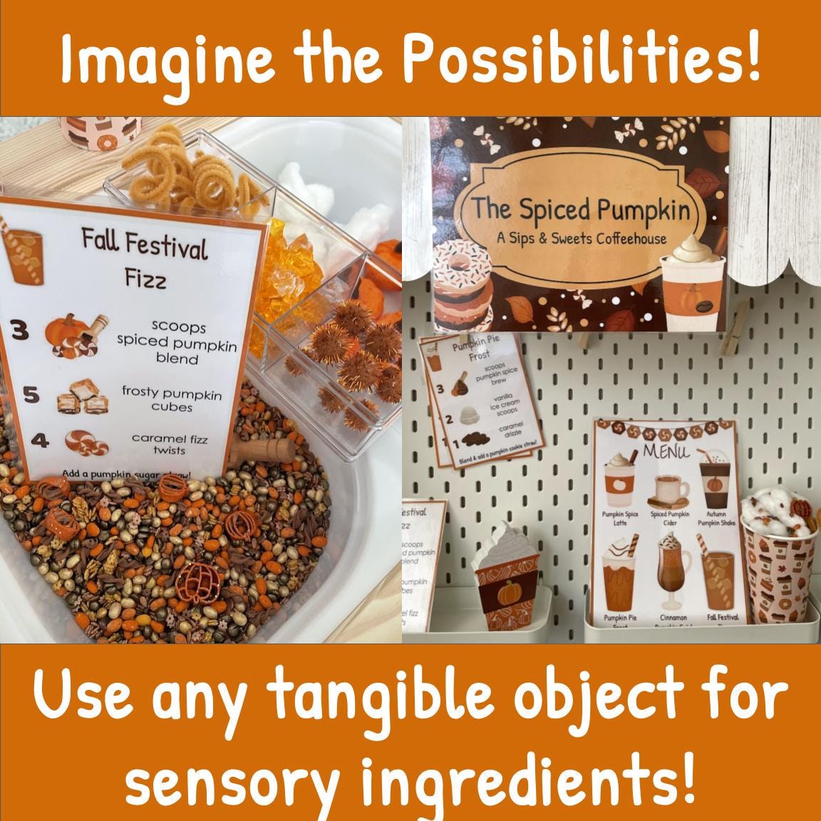 Pumpkin Themed Coffee Shop, Printable Play, Kids Cafe Dramatic Play ...