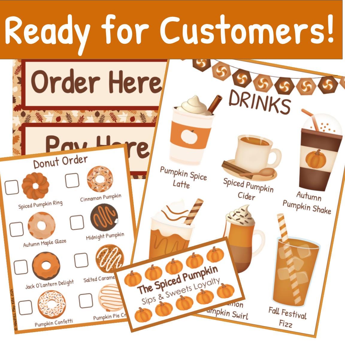 Pumpkin Themed Coffee Shop, Printable Play, Kids Cafe Dramatic Play ...