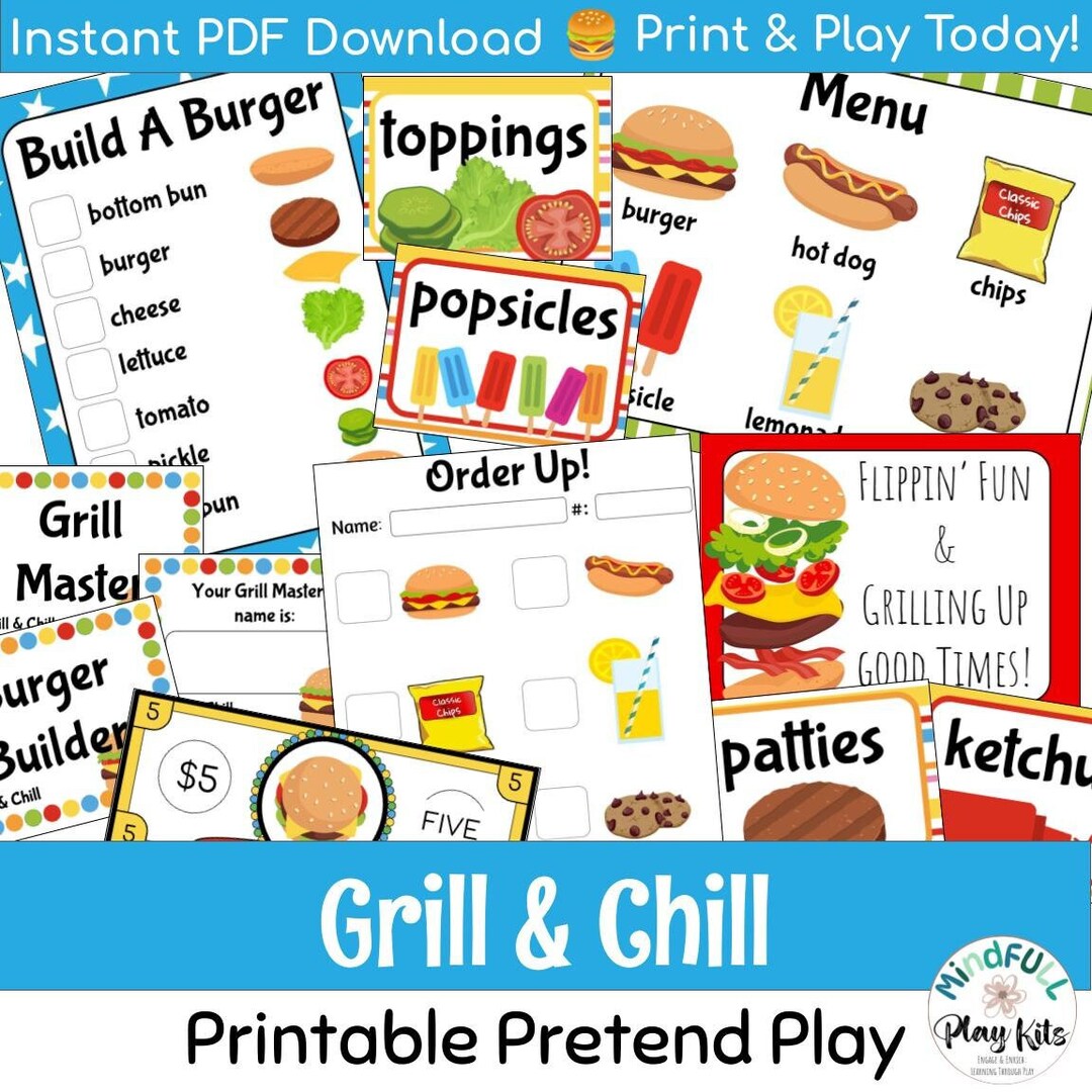 Grill | BBQ | Burger | Hot Dog | Preschool Restaurant | Burger Dramatic ...