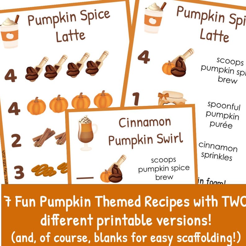 Pumpkin Themed Coffee Shop, Printable Play, Kids Cafe Dramatic Play ...