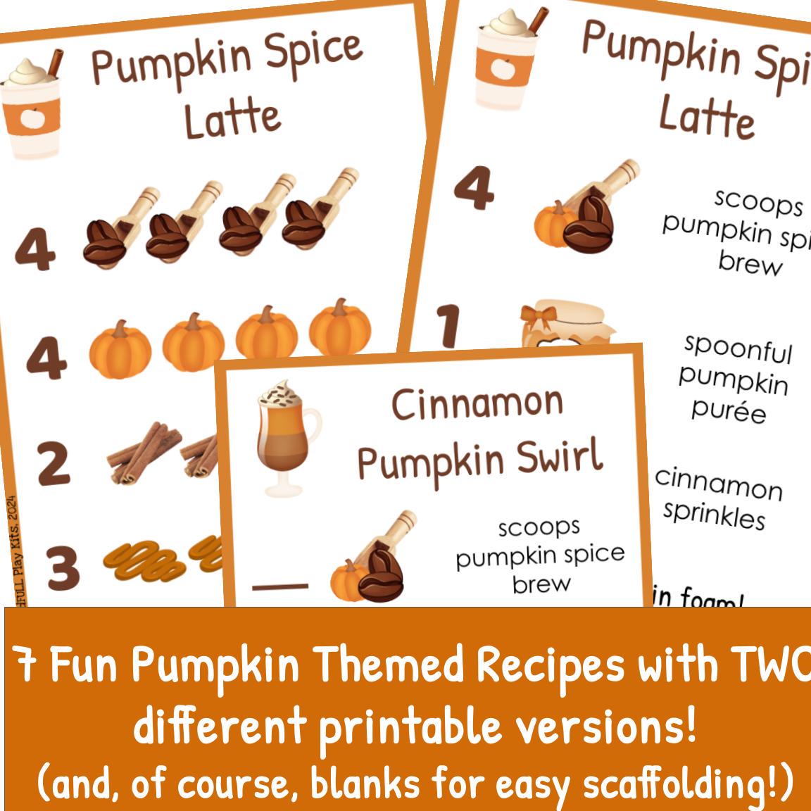 Pumpkin Themed Coffee Shop, Printable Play, Kids Cafe Dramatic Play ...