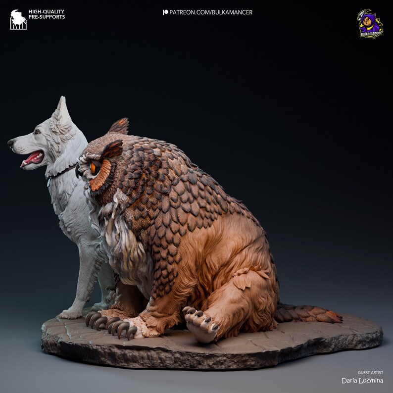 Scratch And Owlbear Cub Baldurs Gate 3 3d Printed Model Bg3 Figure Etsy