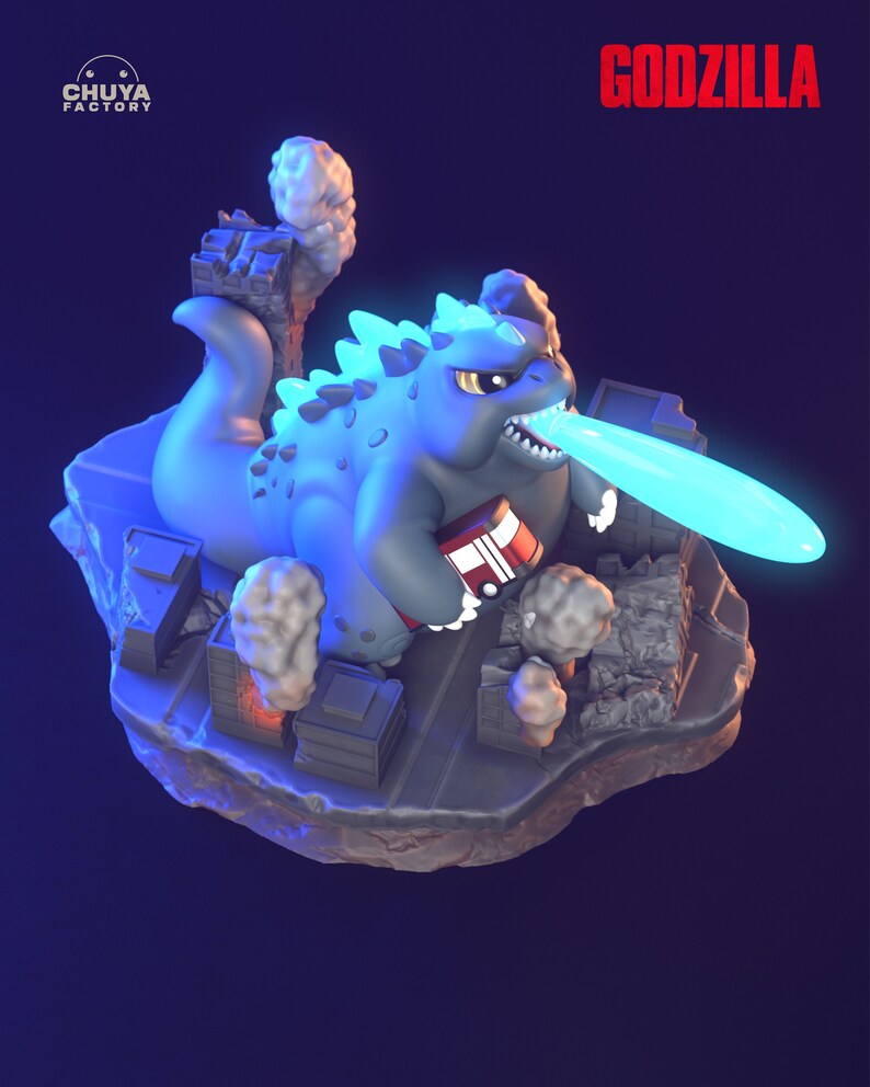 Godzilla Chibi 3D Printed Model Godzilla Chibi Godzilla Figure - Etsy